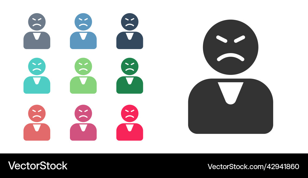 Black angry customer icon isolated on white Vector Image