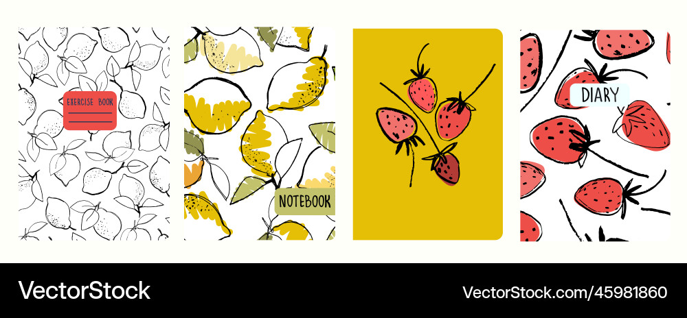 Cover page templates with hand drawn lemons Vector Image
