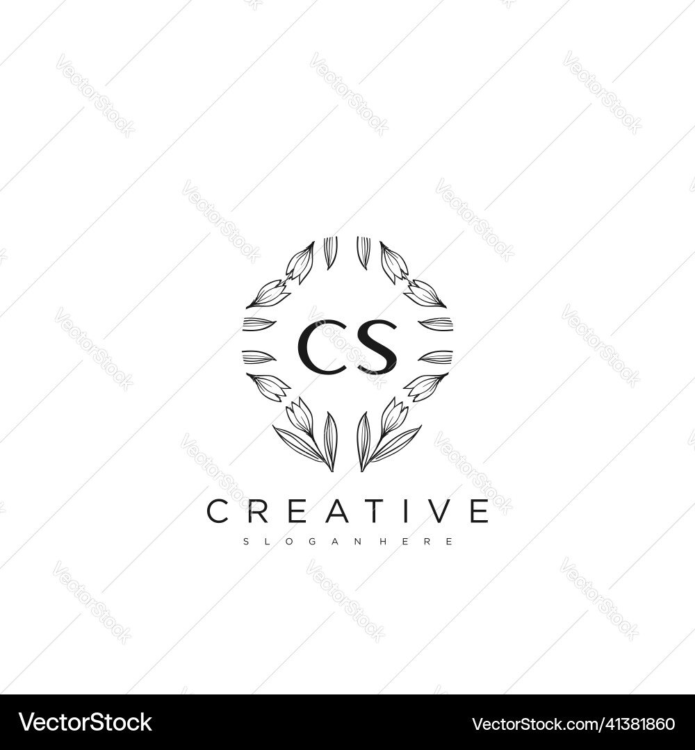 Cs initial letter flower logo template premium art
