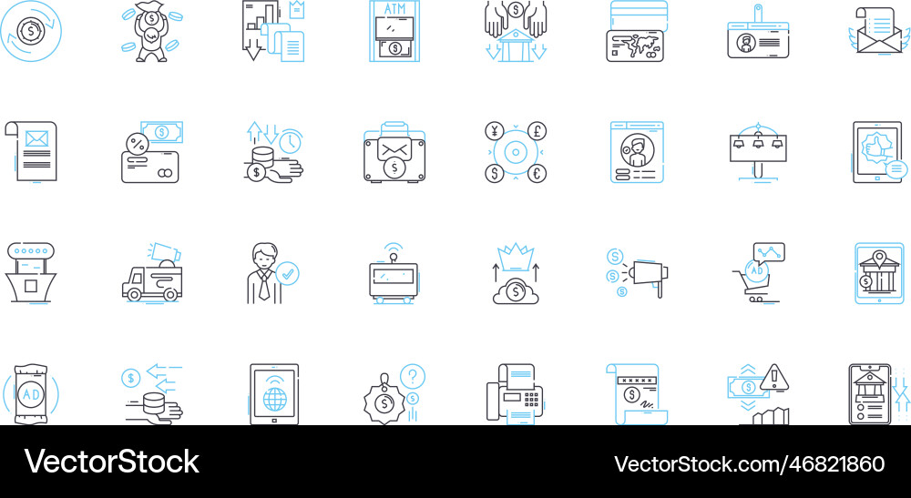 Expense - expenditure linear icons set budget Vector Image