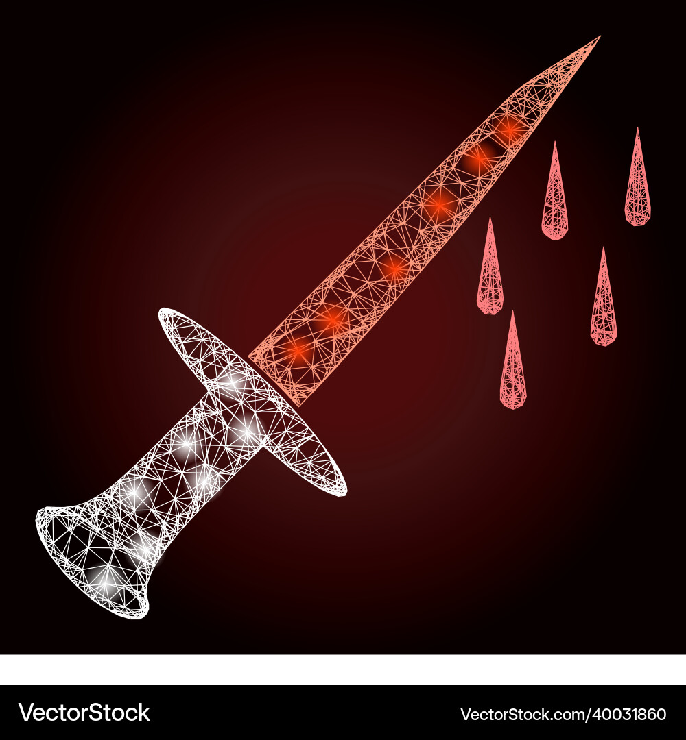 Glowing net mesh blood sword with light spots Vector Image