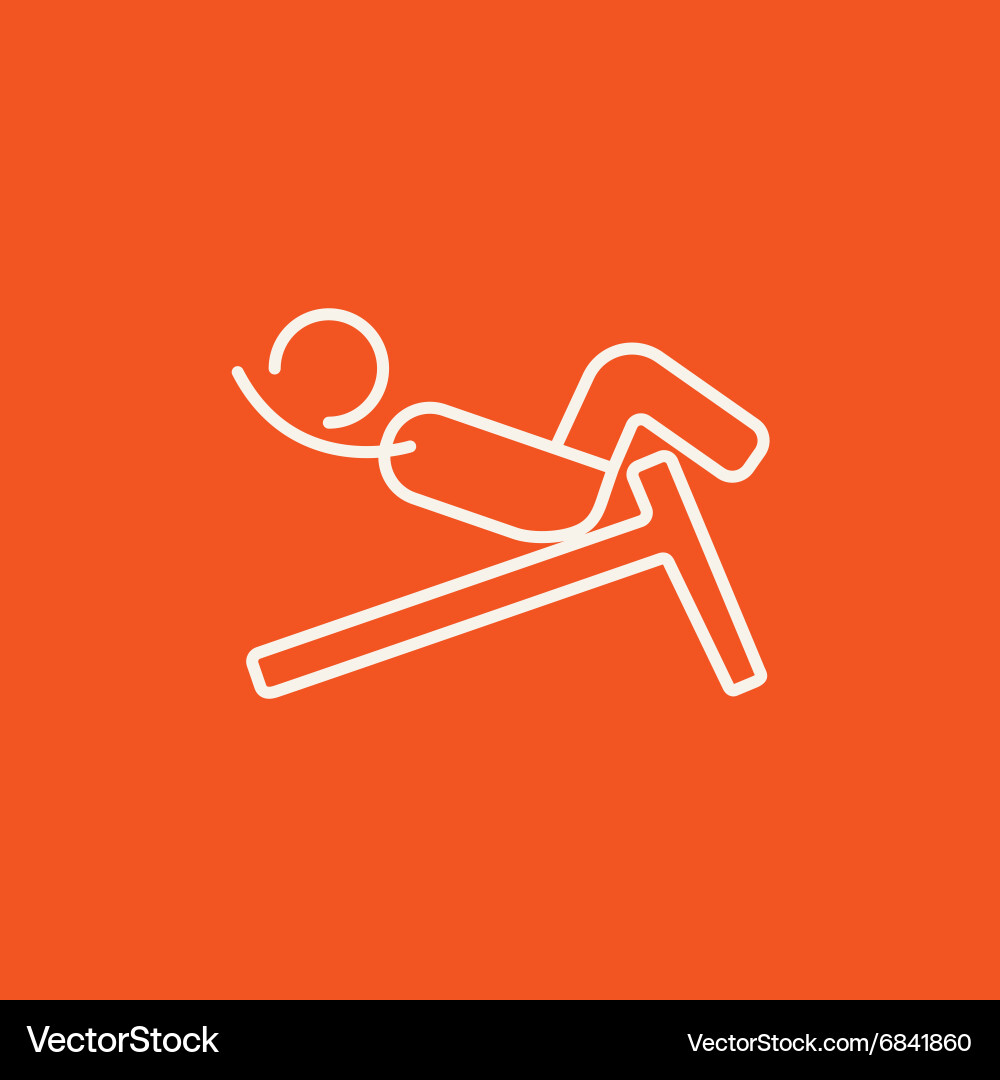 Man doing crunches on incline bench line icon Vector Image