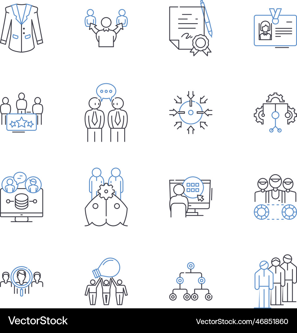 Management summit line icons collection Royalty Free Vector