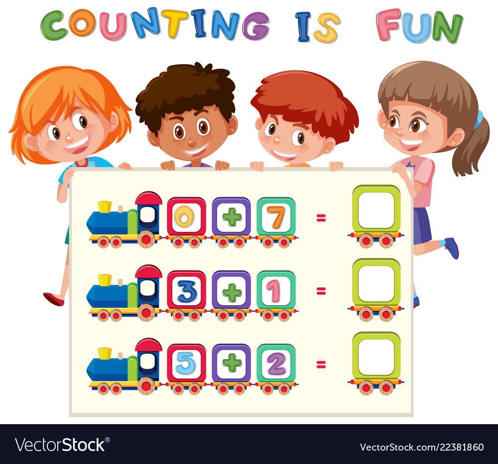 Math counting number worksheet Royalty Free Vector Image