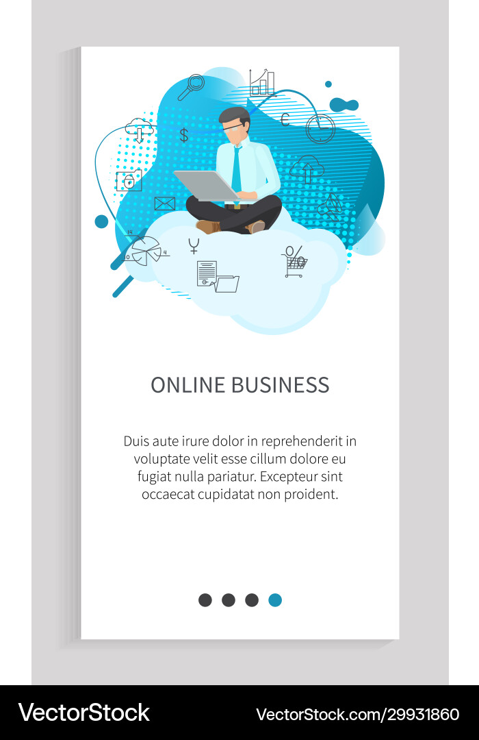 Online business employee using laptop Royalty Free Vector
