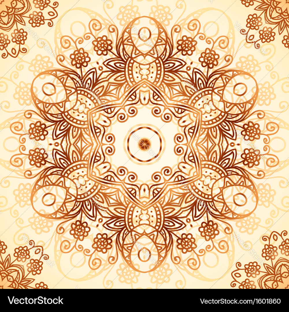 Ornate vintage circle pattern in mehndi style Vector Image