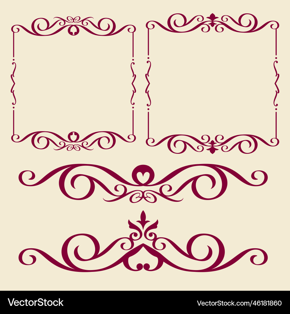 Red frame and swash ornamental Royalty Free Vector Image