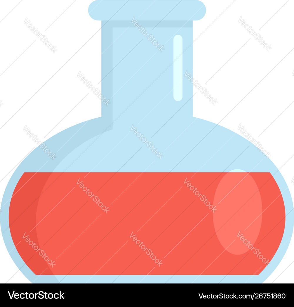 Red tube flask icon flat style Royalty Free Vector Image