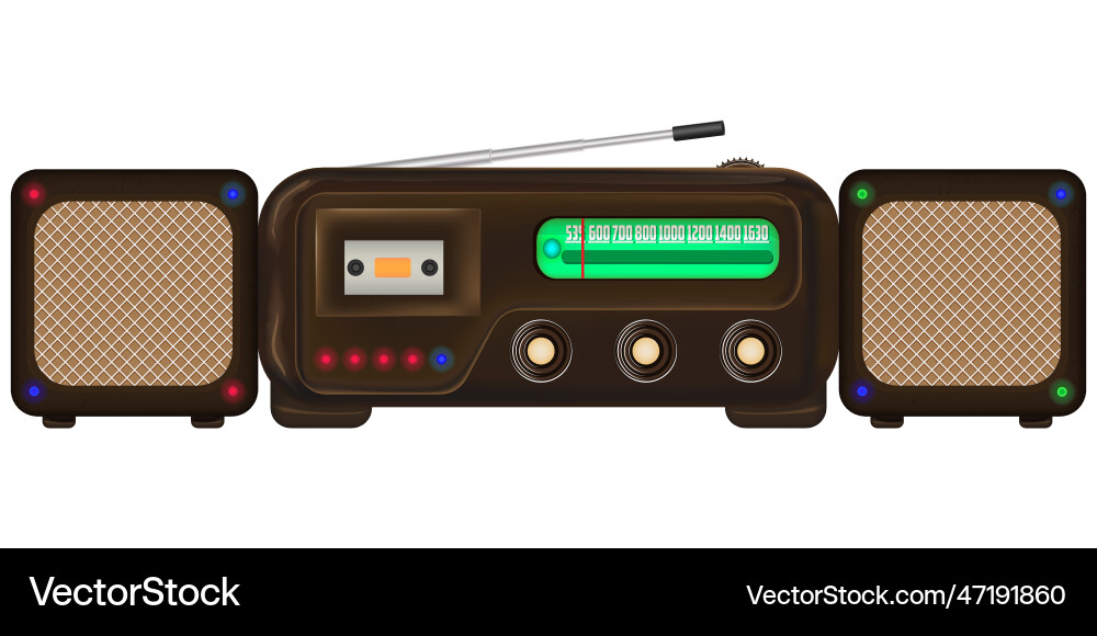 Retro radio receiver image isolated Royalty Free Vector