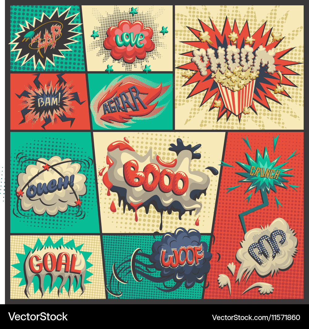 Set of comics icons Royalty Free Vector Image - VectorStock
