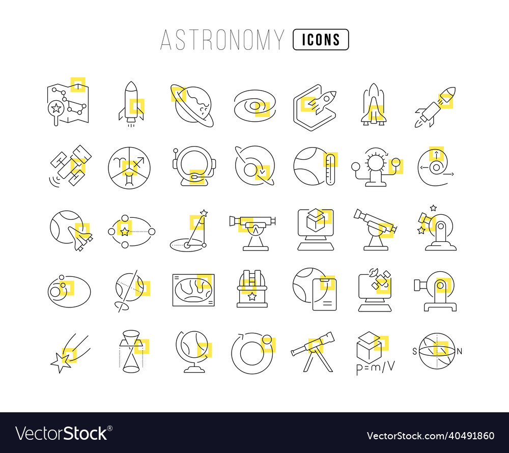 Set of linear icons astronomy Royalty Free Vector Image