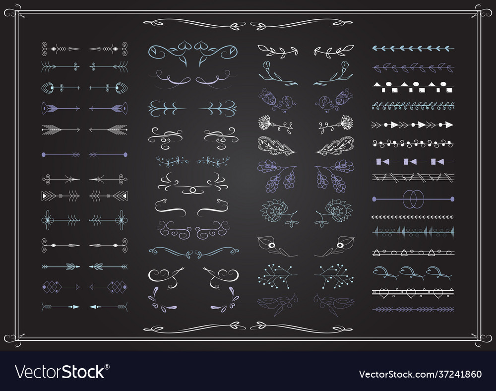 Set ornate frames and scroll elements Royalty Free Vector