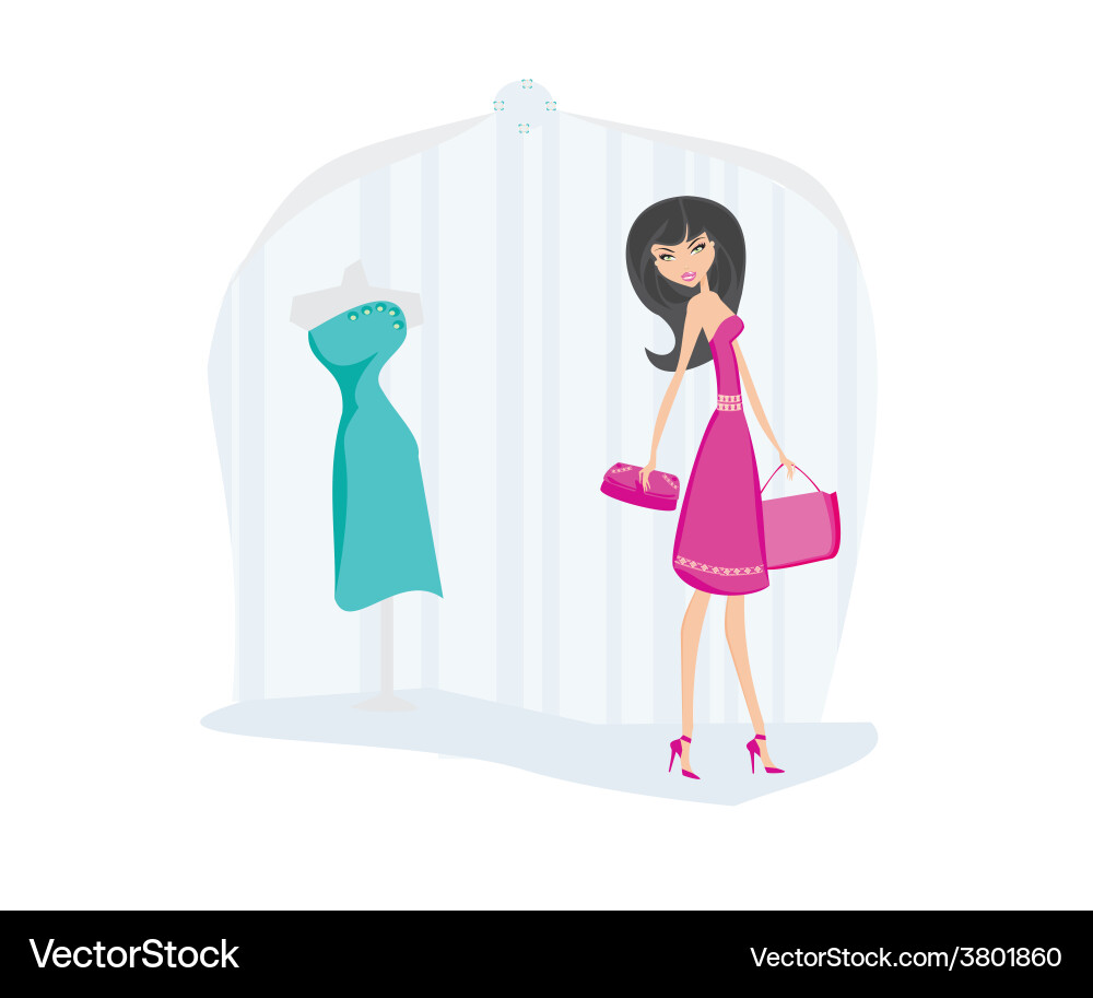 Shopping girl Royalty Free Vector Image - VectorStock