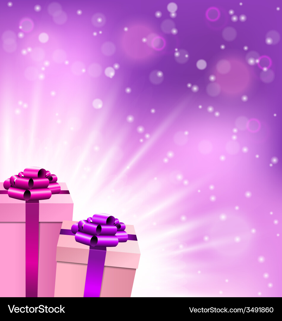 Two gift boxes in lilac color with light on violet