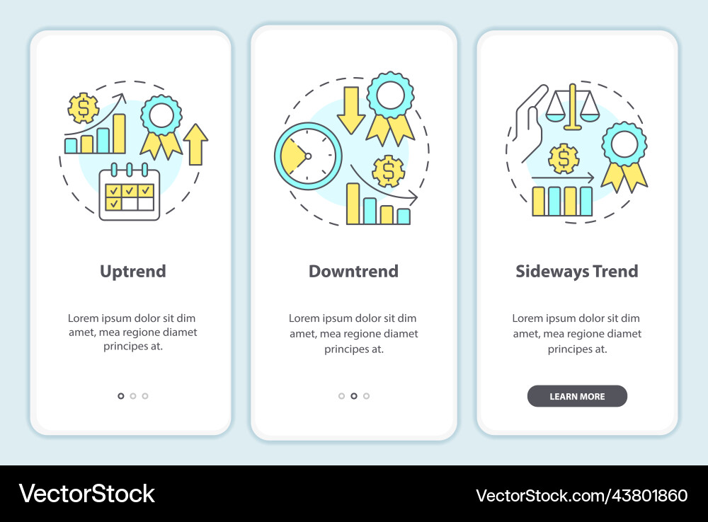 Types of trends onboarding mobile app screen Vector Image