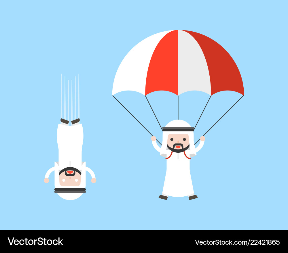 Arab businessman free fall from sky and Royalty Free Vector