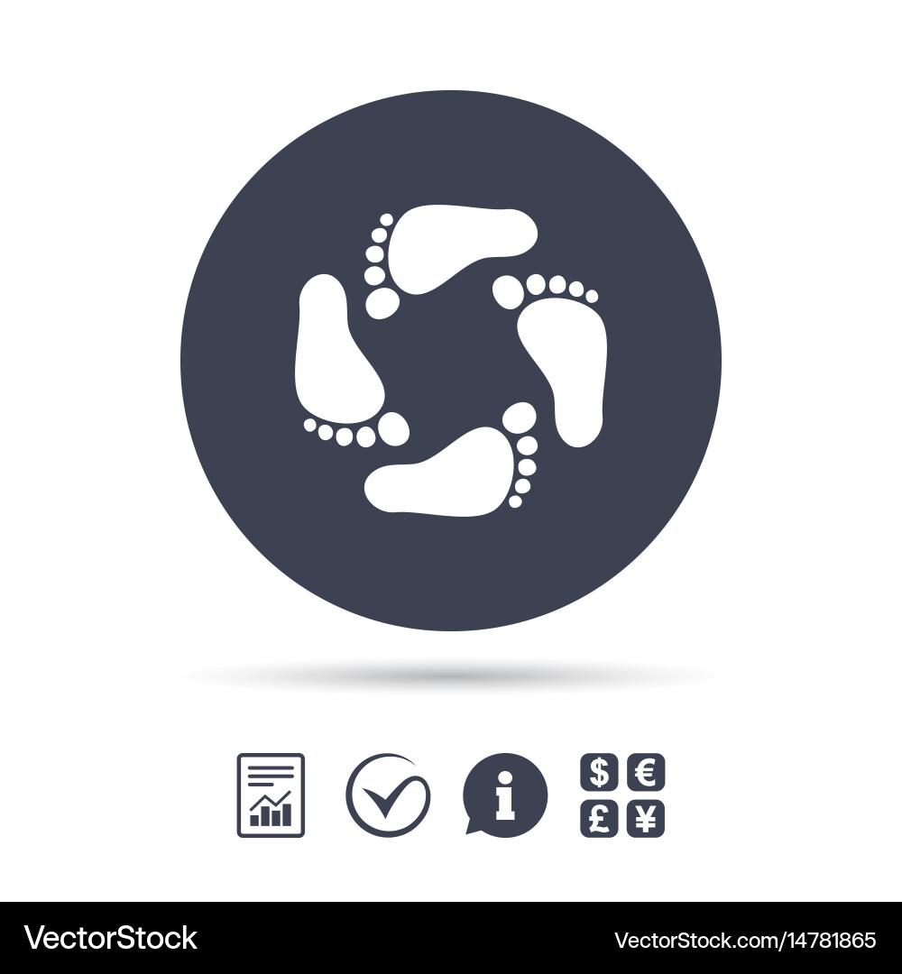 Baby footprints icon child barefoot steps Vector Image