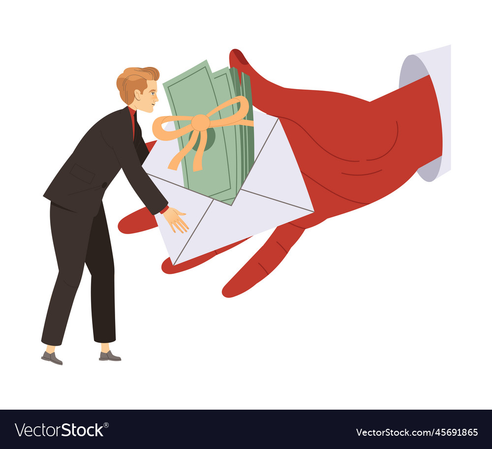 Bribery and corruption with man character taking Vector Image