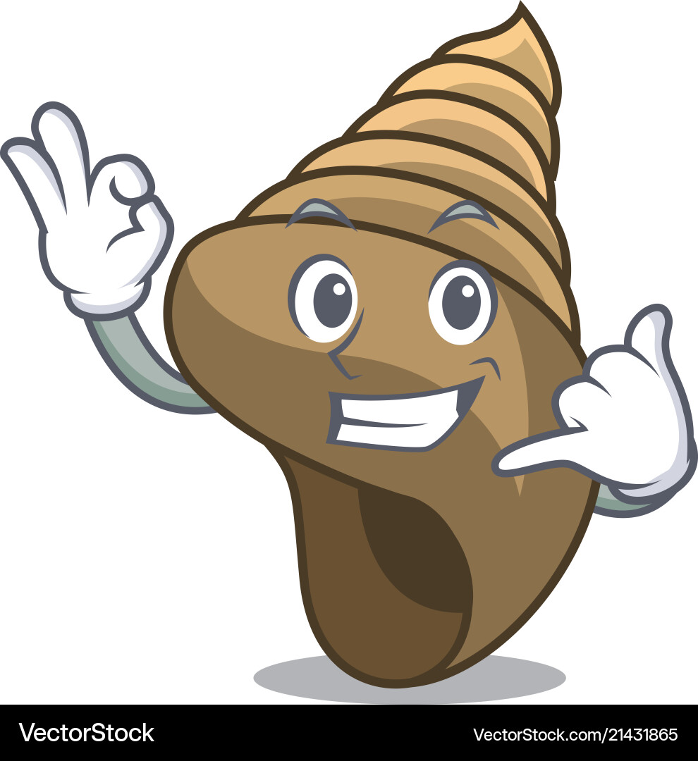 Call me spiral shell mascot cartoon Royalty Free Vector