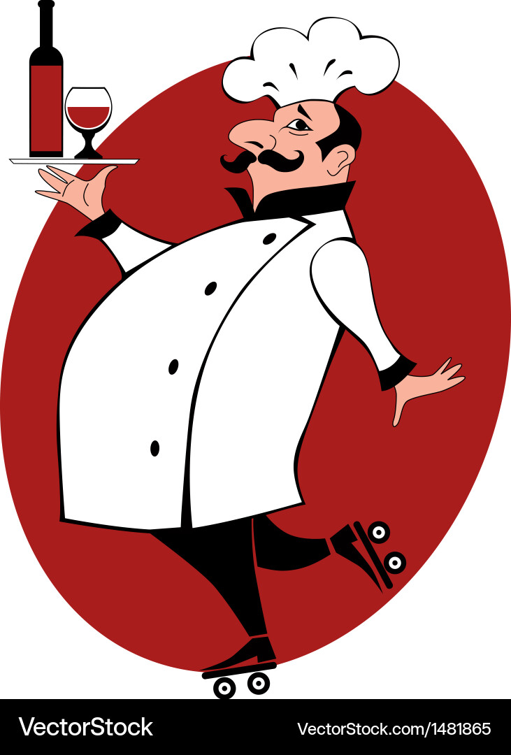 Chef with wine Royalty Free Vector Image - VectorStock