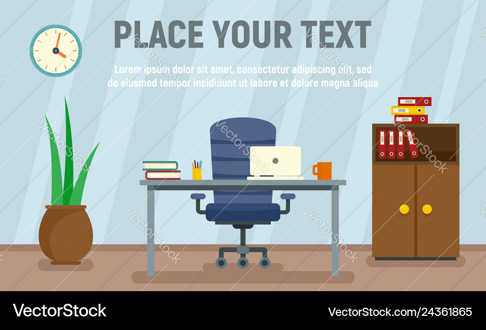 Desk chair concept banner flat style Royalty Free Vector