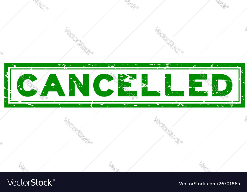 Grunge green cancelled word square rubber seal Vector Image