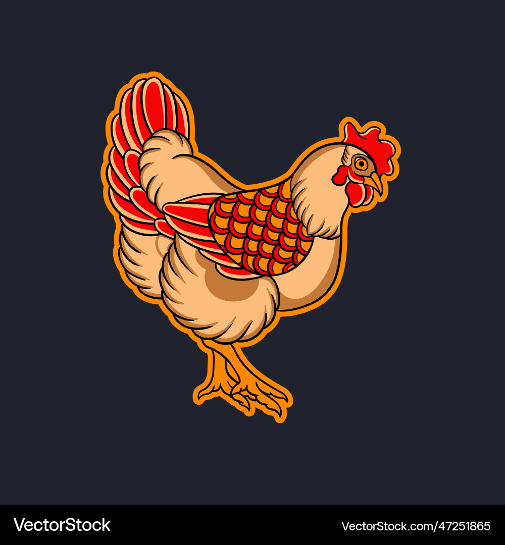 Hand drawn of a hen Royalty Free Vector Image - VectorStock