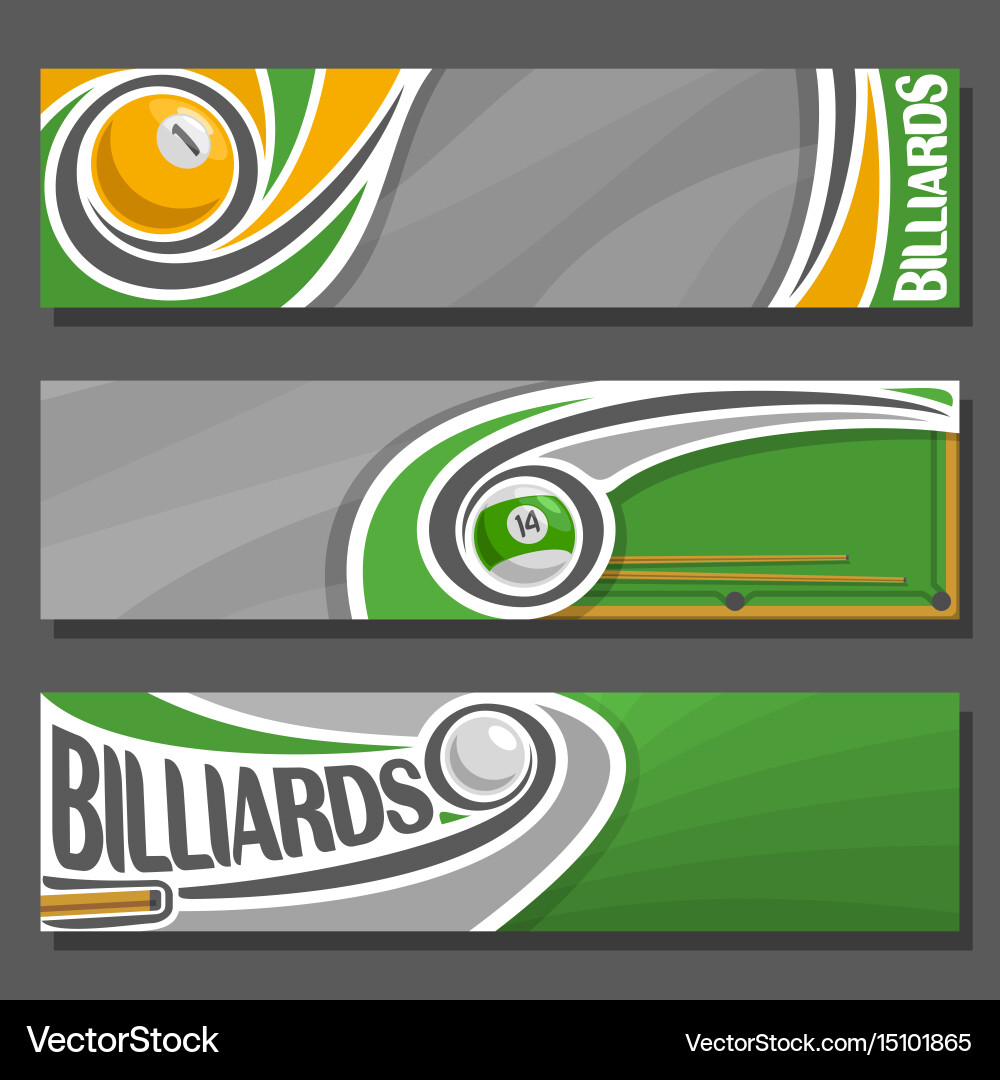 Horizontal banners for billiards Royalty Free Vector Image