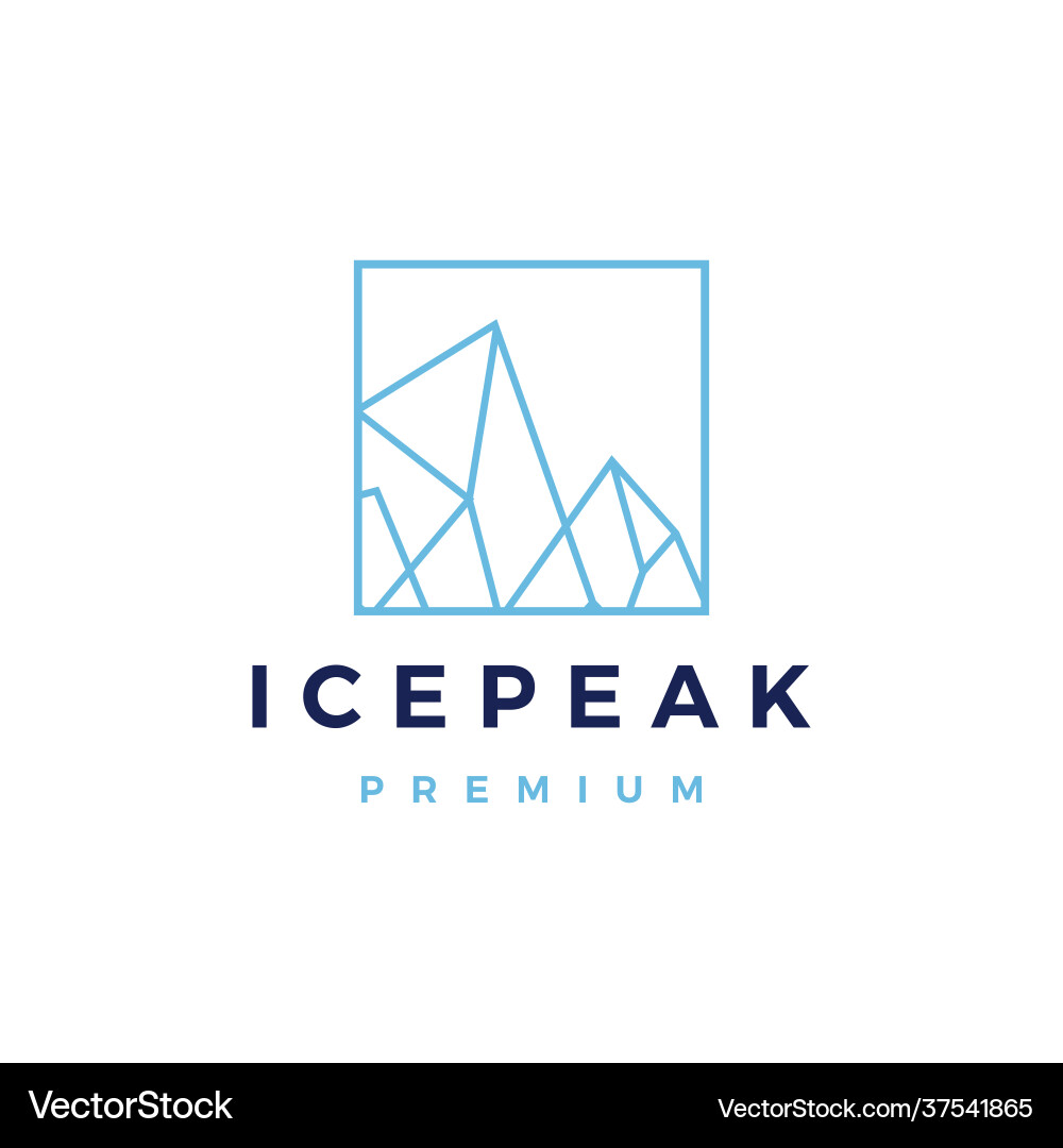 Ice peak square mount geometric outline logo icon Vector Image