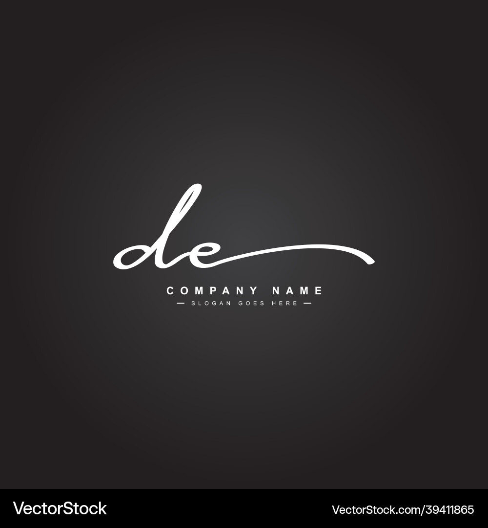 Initial letter de logo - hand drawn signature Vector Image