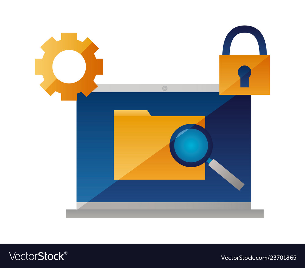Laptop computer folder security Royalty Free Vector Image