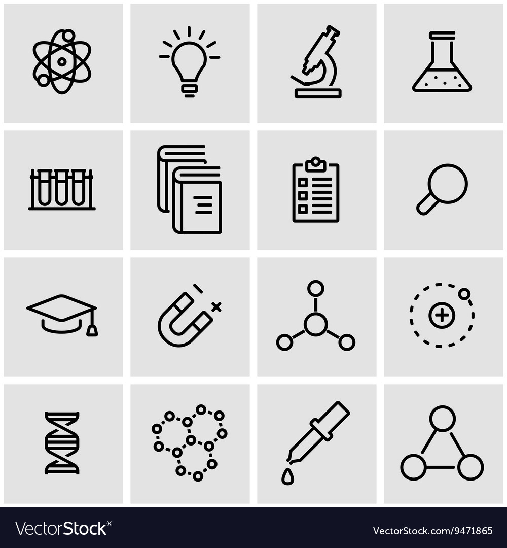 Line science icon set Royalty Free Vector Image