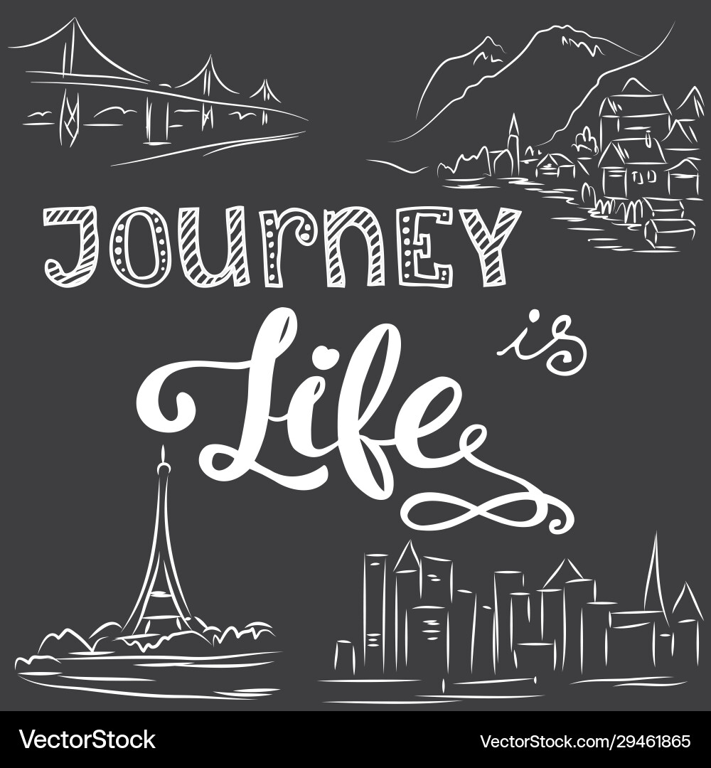 Motivation card with calligraphy and text journey Vector Image