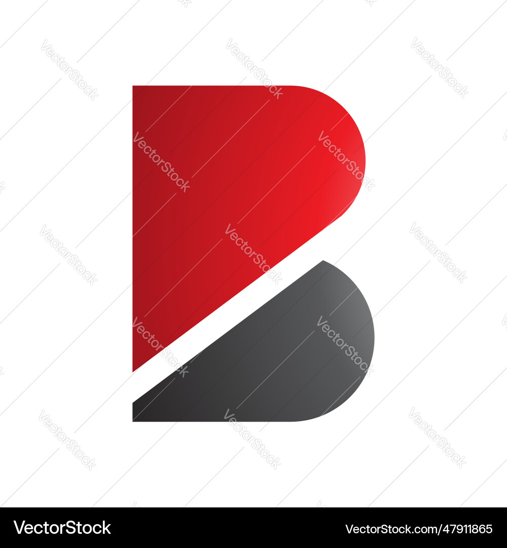 Red and black bold letter b icon Royalty Free Vector Image