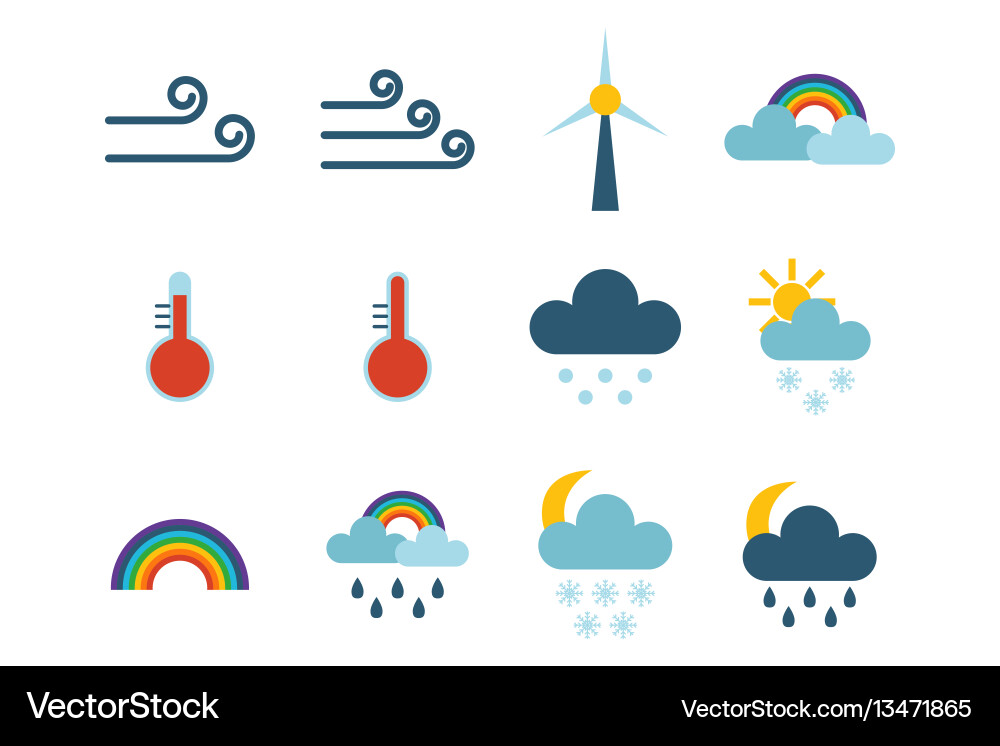 Set climate forecast weather icons Royalty Free Vector Image