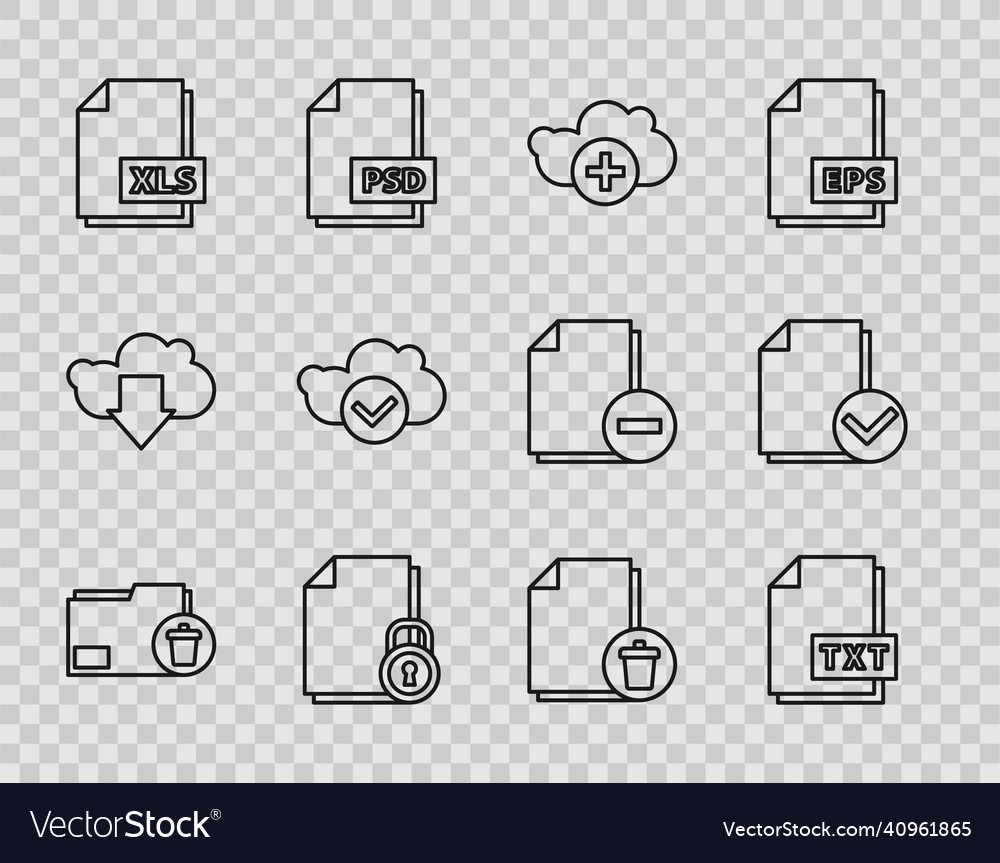 Set line delete folder txt file document add Vector Image