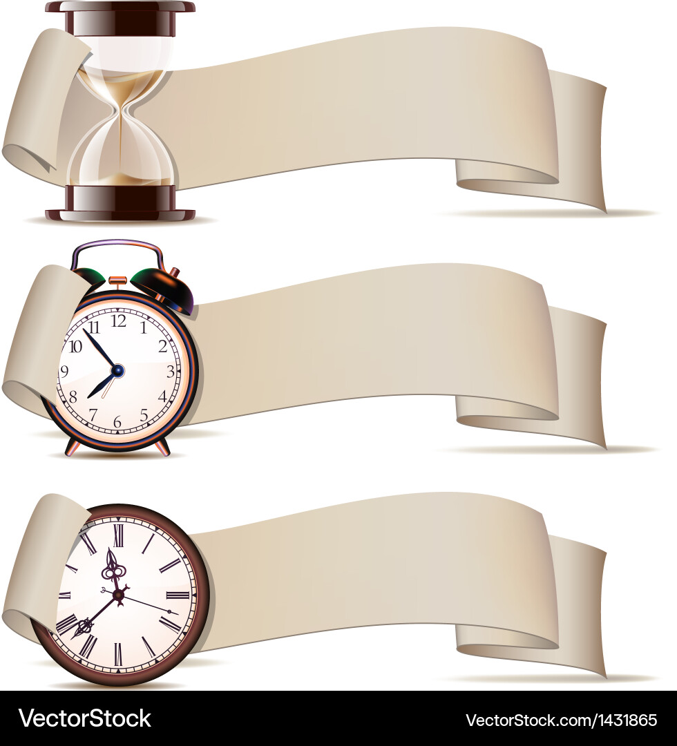 Set of banners with clocks Royalty Free Vector Image