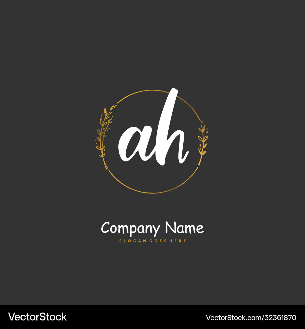 A h ah initial handwriting and signature logo Vector Image