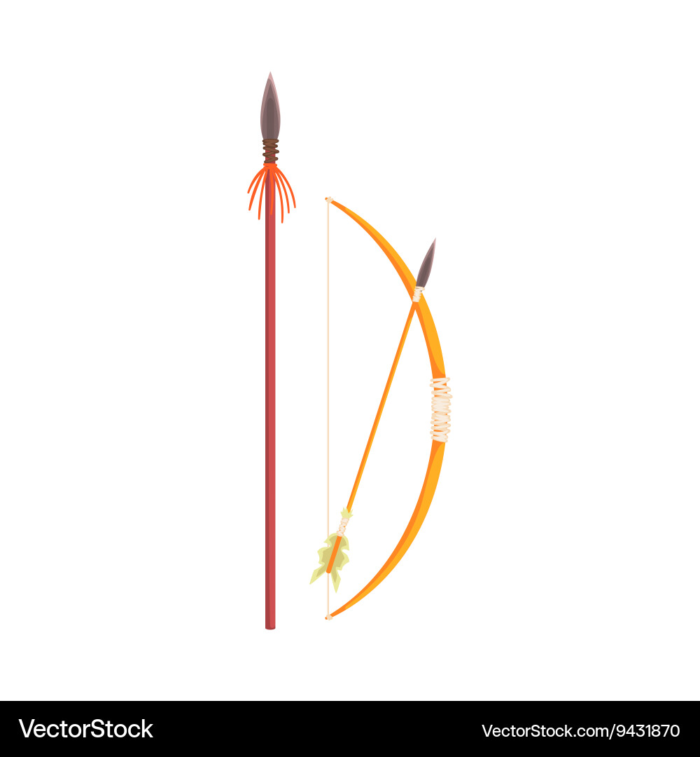 African Spear Bow And Arrow Realistic Simplified Vector Image
