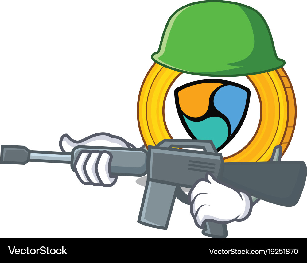 Army nem coin character cartoon Royalty Free Vector Image