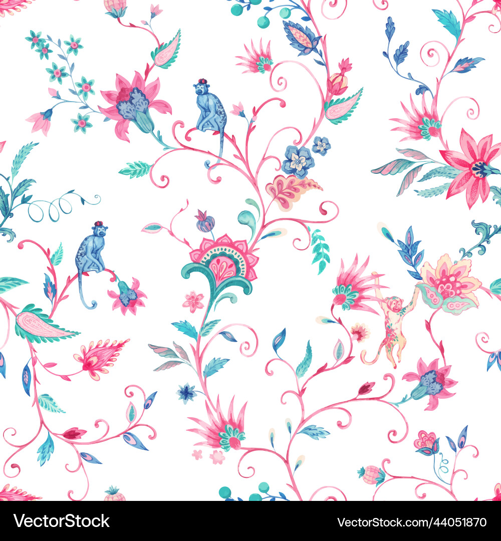 Beautiful seamless floral pattern with hand Vector Image