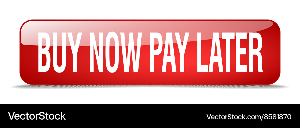 Buy now pay later red square 3d realistic isolated