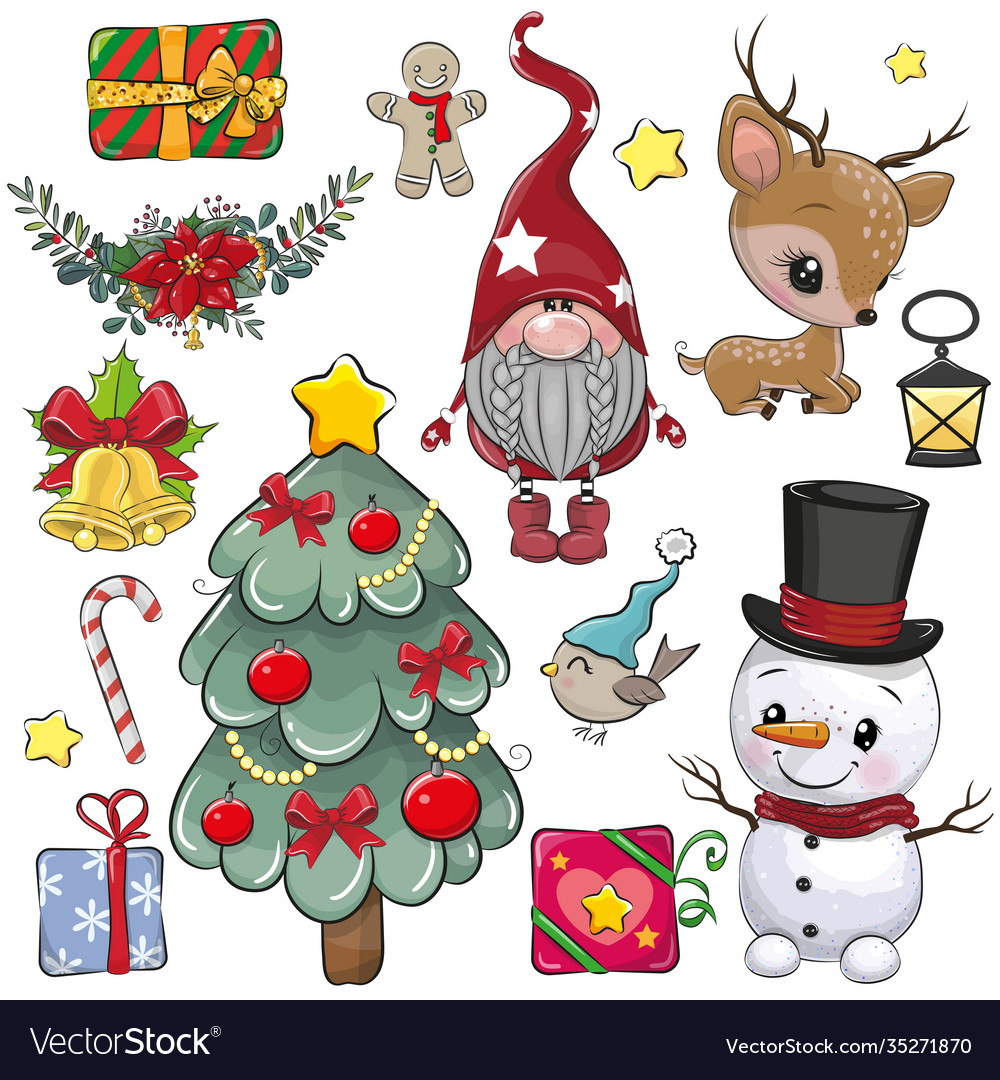 Cute christmas design elements on a white Vector Image
