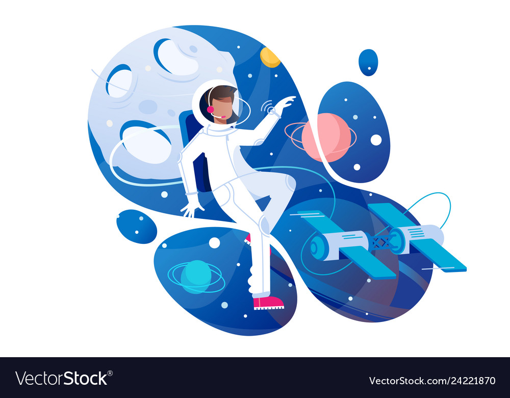 Flat young man cosmonaut in space with spacesuit Vector Image Flat young man cosmonaut in space with spacesuit Vector Image