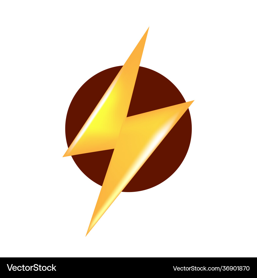 Golden lightning bolt isolated on white Royalty Free Vector