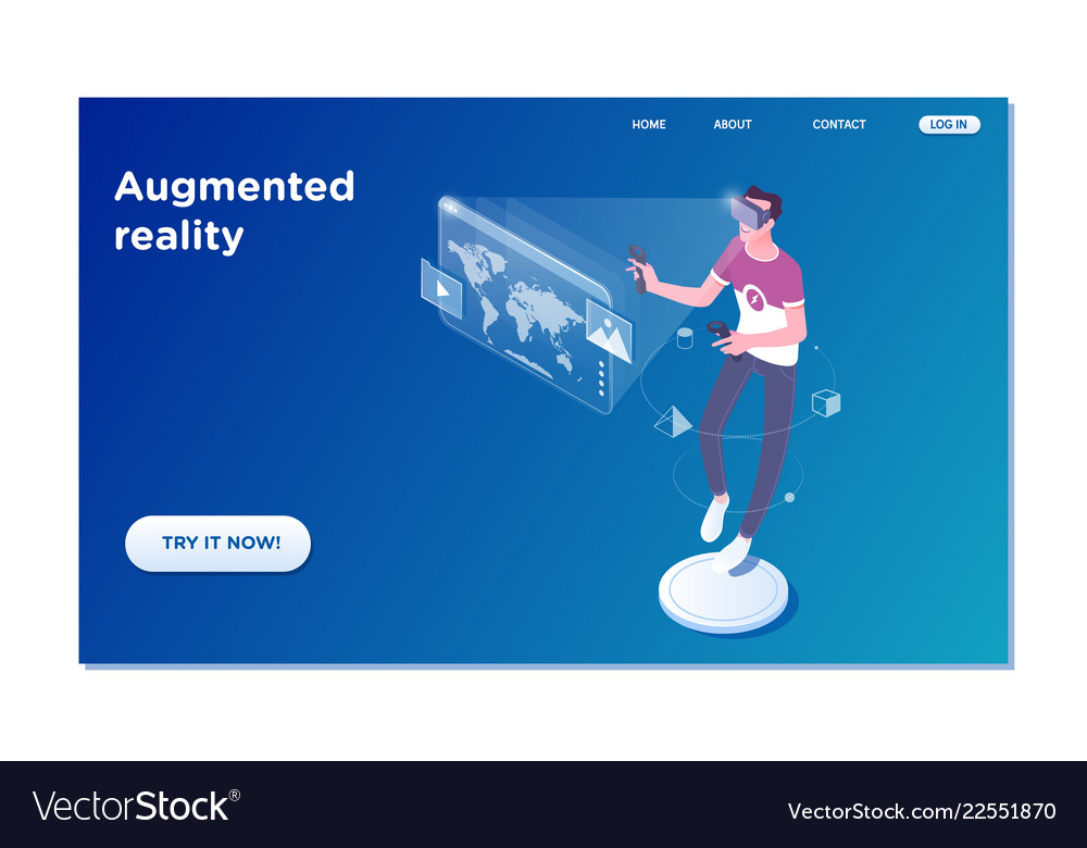 Landing page template virtual augmented reality Vector Image Landing page template virtual augmented reality Vector Image