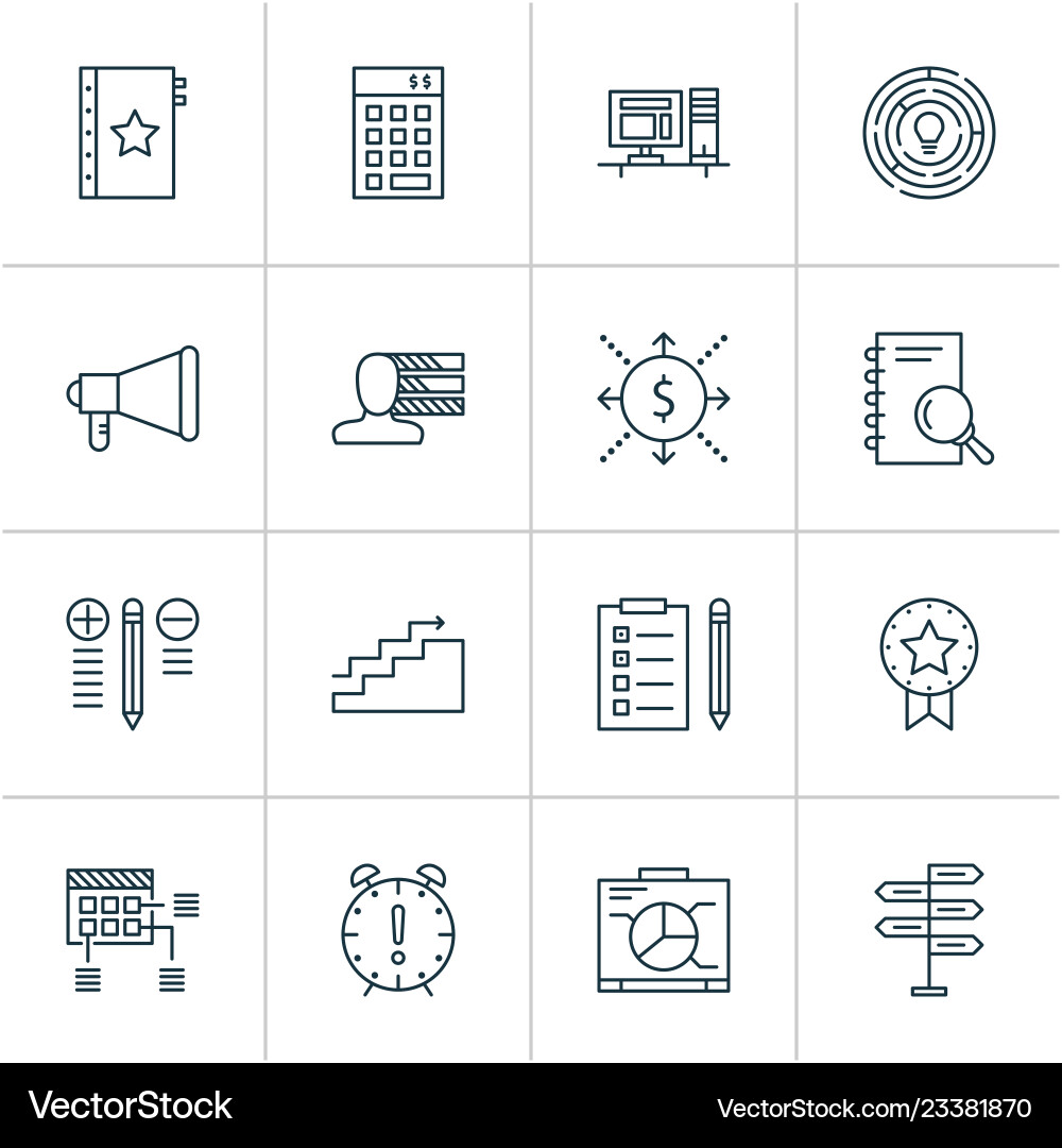 Management icons set with award decision making Vector Image