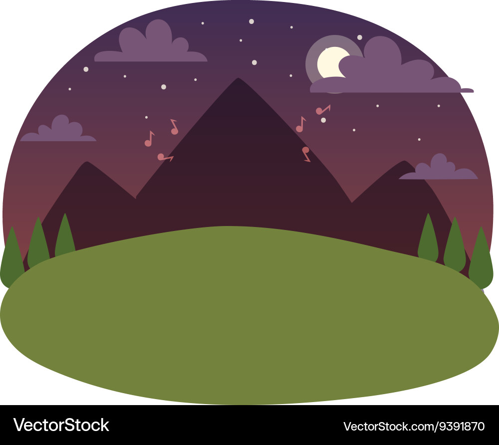 Night Landscape Royalty Free Vector Image Vectorstock