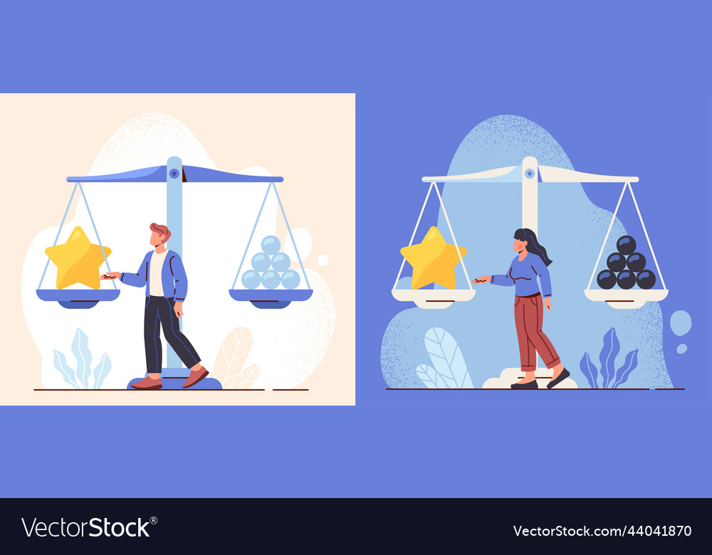 Quality vs quantity concept Royalty Free Vector Image