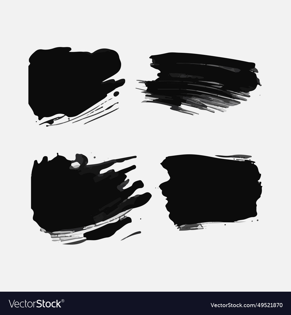 Set of black paint ink brush stroke line Vector Image